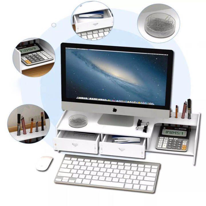 Free Life Computer Screen Riser Shelf Rack Monitor Stand Riser With Two ...