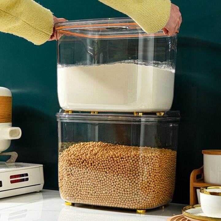 LABAICAI 5kg/10kg Airtight Transparent with Lid Rice Container Cereal ...