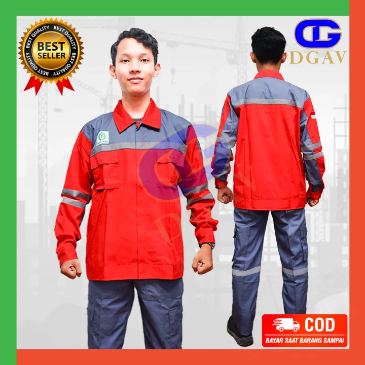 Wearpack safety setelan ,baju seragam kerja,seragam proyek merah ...