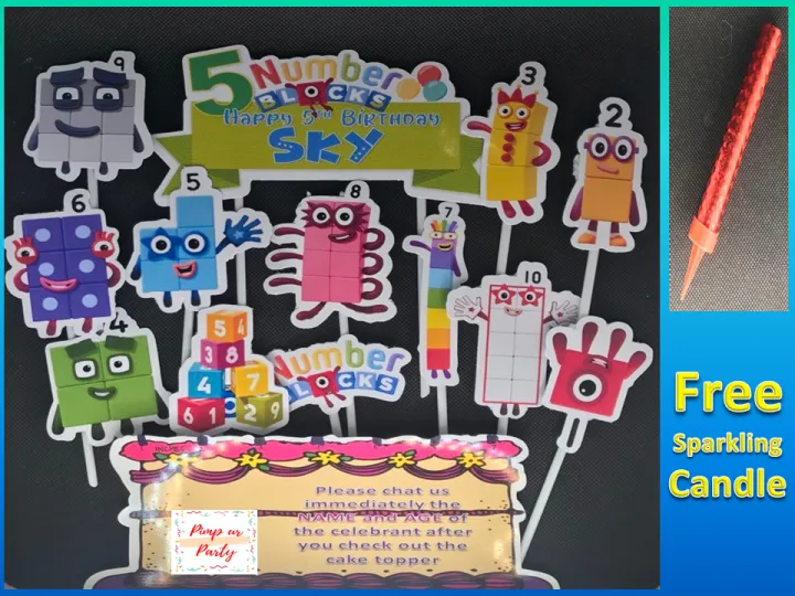 NUMBERS BLOCKS Cake topper with personalized name and age of celebrant ...
