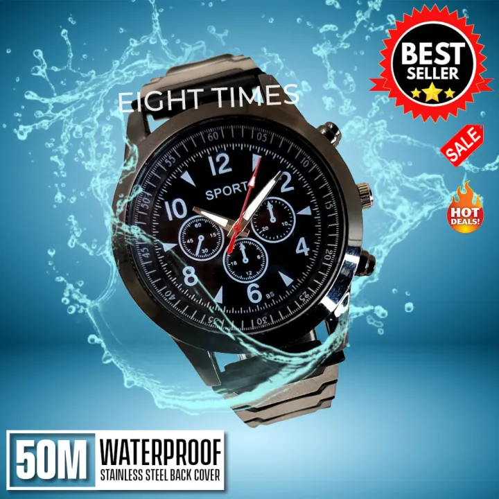 Sport Quartz All Black Tri Chrono Water Proof Watch for Men | Lazada PH