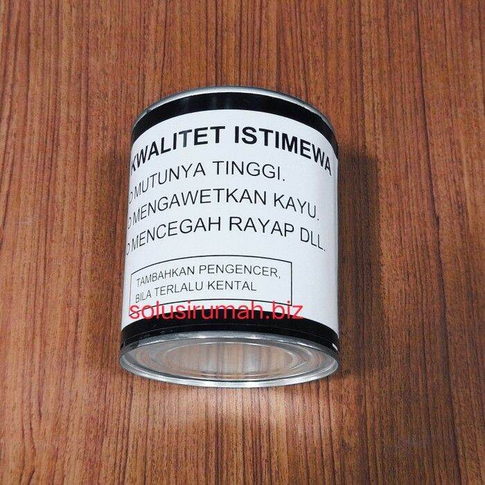 CAT TEER TER KAYU hitam + peti pelindung RAYAP 800g oles kaleng anti ...