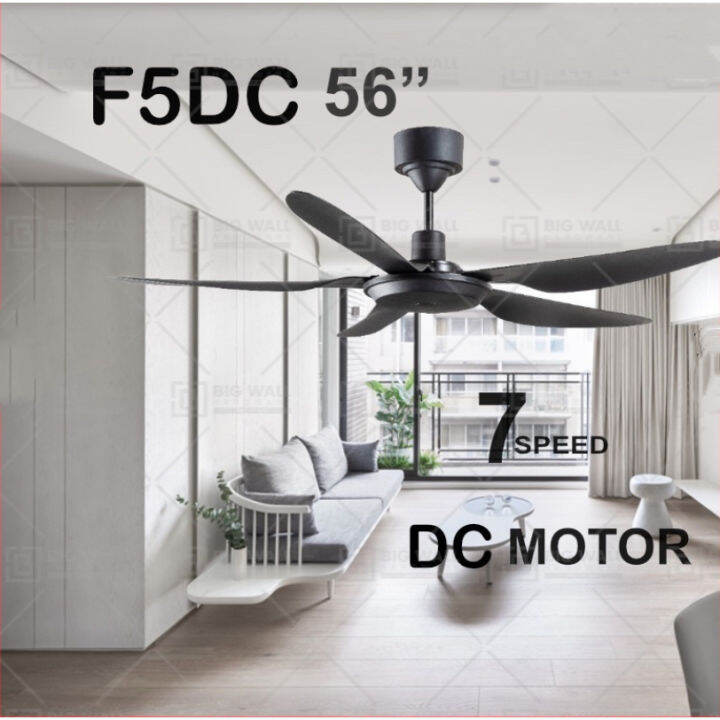 DEKA KRONOS F5DC DC Motor 56" BLACK 5 Blades Ceiling Fan With Remote ...