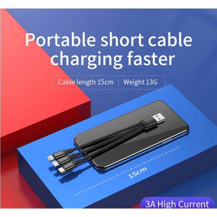 Micro USB Type C 3 in 1 USB Cable Chord Fast Charging Mini Charger ...