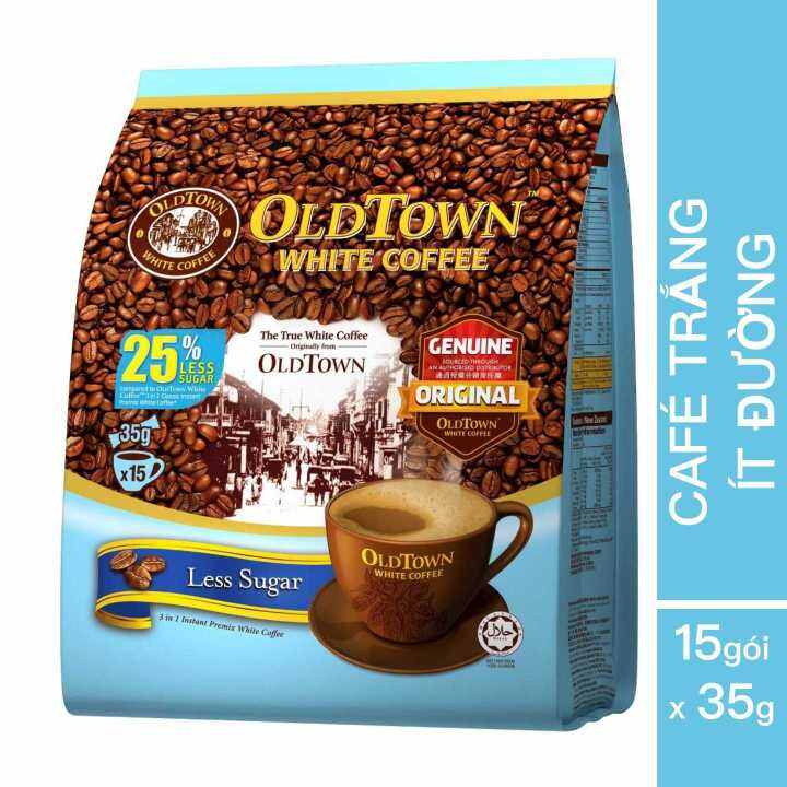Cà Phê Trắng OldTown Ít Đường - OldTown 3 in 1 White Coffee Less Sugar - 525g (15 gói_35g ...