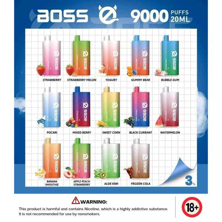 BOSS 9000 Puffs Rechargeable Disposable Vape Pod 9k Puff Dispo 3 ...