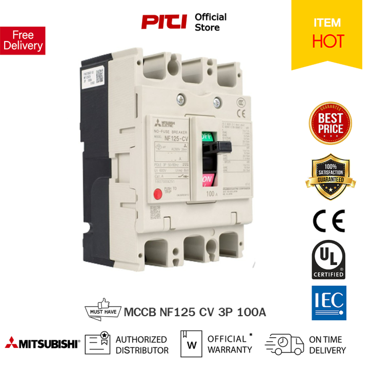 Mitsubishi NF125 CV 3P 100A Molded Case Circuit Breaker (MCCB) เบรกเกอร์ มิตซูบิชิ ต้องที่ ...
