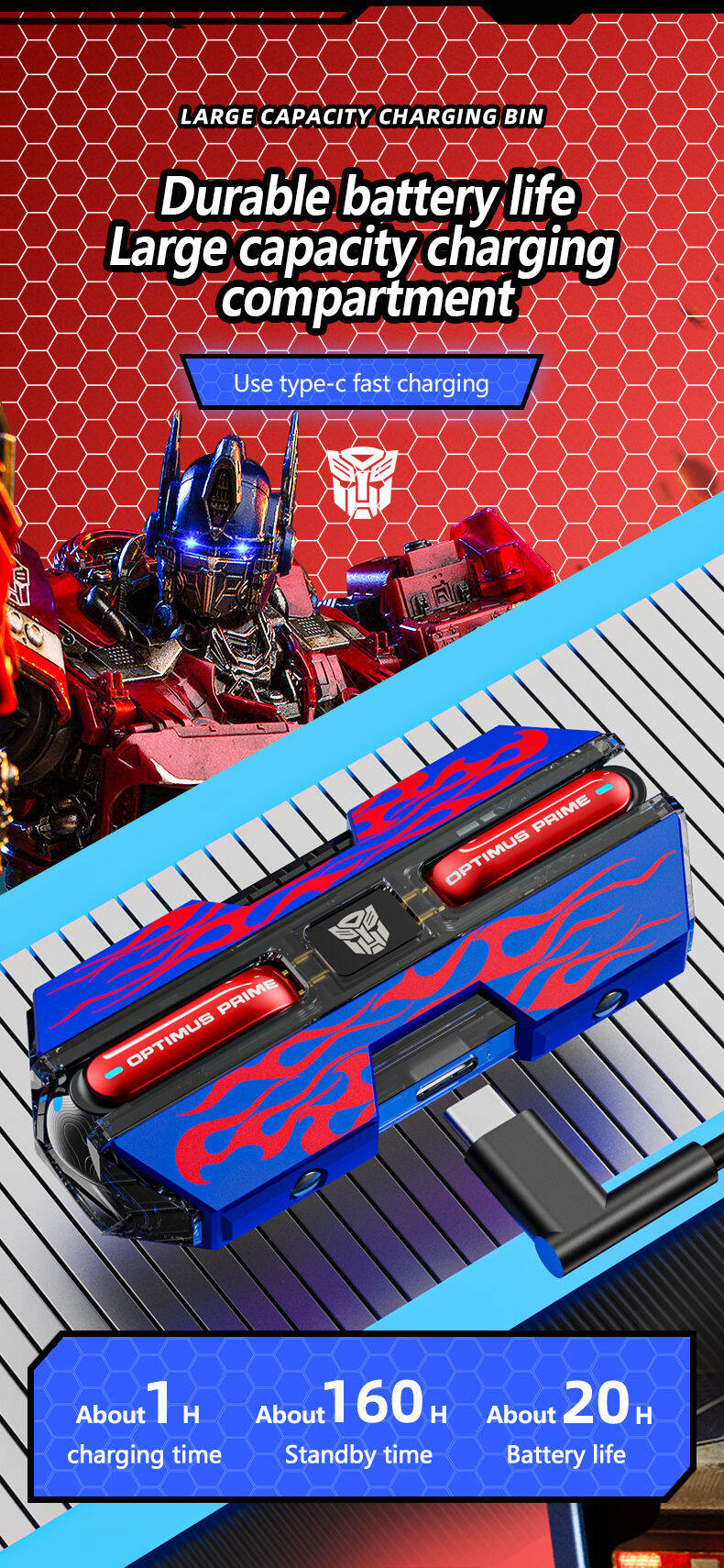 Monster Transformers TF-T01 อร์มเมอร์หูฟังไร้สายหูฟังบลูทูธบัมเบิลบี ...