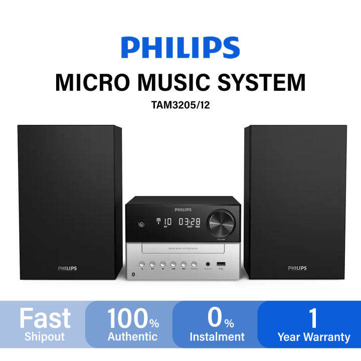 Philips TAM3205 Micro Music System USB Bluetooth CD Speaker 18W Digital ...