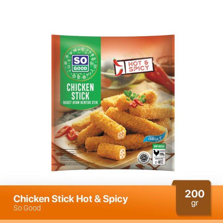 CHICKEN NUGGET STICK HOT N SPICY SO GOOD 200GR NAGET STIK AYAM HALAL ...
