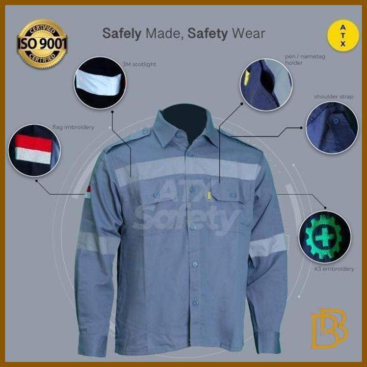 WEARPACK SAFETY BAJU KERJA LAPANGAN LENGAN PANJANG MERK ATX ABU ABU ...