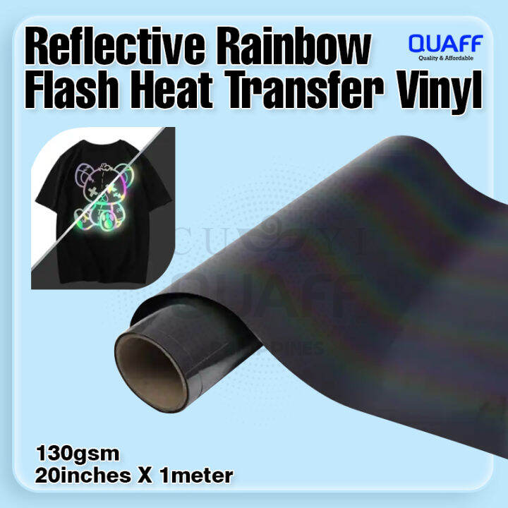 QUAFF PU Reflective Rainbow Flash Heat Transfer Vinyl (20 inches x 1 ...