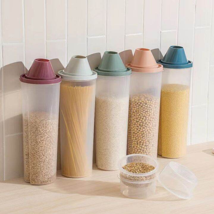 Round Storage Granules Bin Cereal Containers Dispenser Food Storage ...
