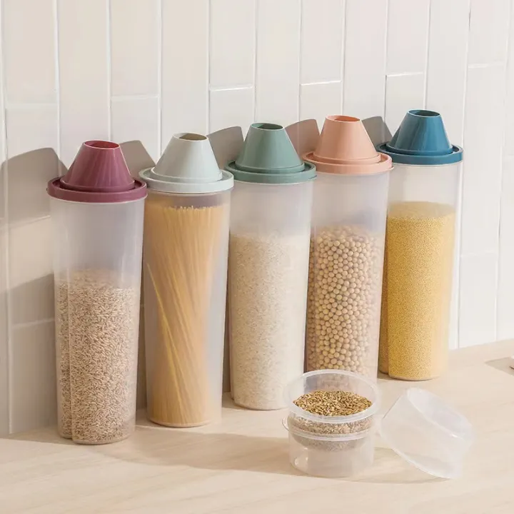 Round Storage Granules Bin Cereal Containers Dispenser Food Storage ...