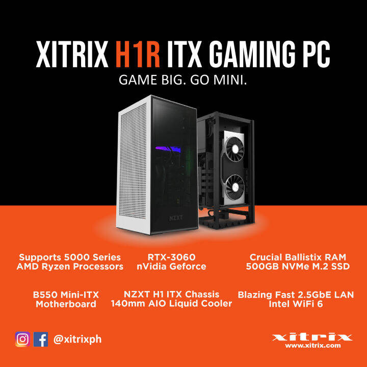 Xitrix H1R NZXT Ryzen 5 Gaming PC ( AMD Ryzen 5 Processor, GTX / RTX30 Series; Aorus B550i Board ...