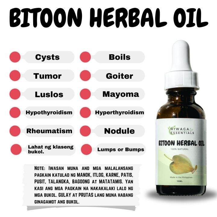 Organic Traditional Bitoon Herbal Oil by Hiwaga Essentials for Goiters ...