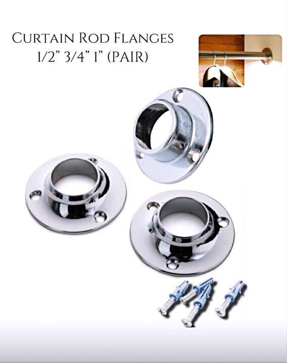 Stainless Steel Curtain Rod Round Flanges Base for Curtain Post (2 ...