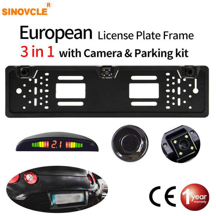 Sinovcle Car Rear View Camera European License Car Parking Sensor Plate ...