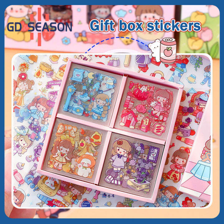 100PCS Cute Waterproof Sticker Set Transparent Stationary Stickers ...