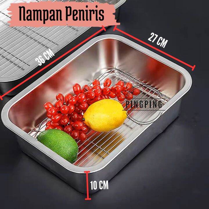 Nampan kotak stainless + Peniris Makanan food tray | Lazada Indonesia