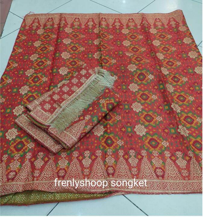 KAIN SONGKET PREMIUM SET SELENDANG / SONGKET SEMI TENUN PALEMBANG PREMIUM / KAIN SONGKET ...