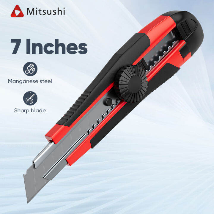 Mitsushi Snap-off Blade Utility Cutter Knives 16cm Blade Retractable Utility Knife Selft-Locking ...