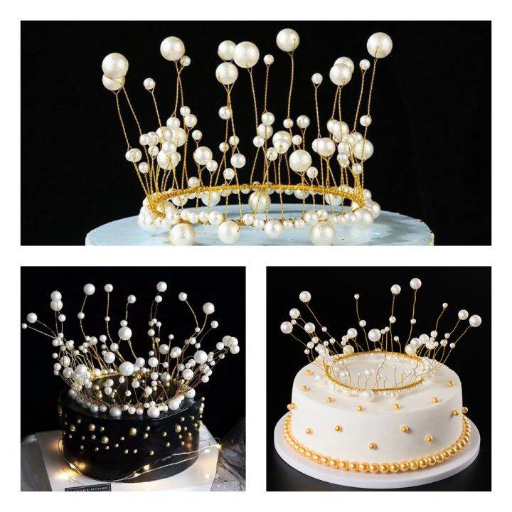 Topper Cake Mahkota Mutiara / Crown untuk Hiasan Kue Ulangtahun ...