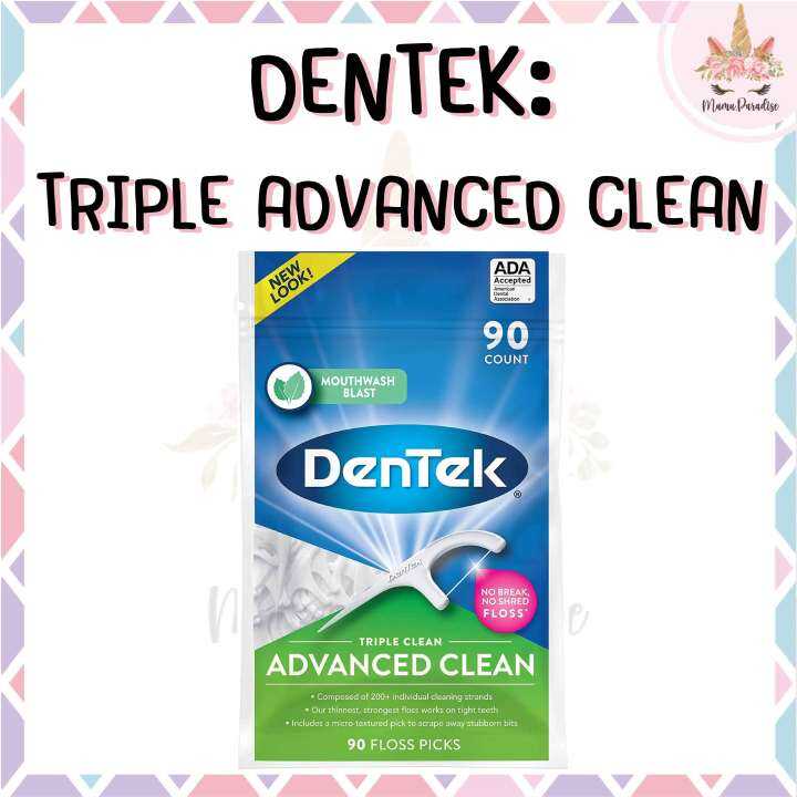 *พร้อมส่ง/ของแท้‼️* DenTek Triple Clean Advanced Clean Floss Picks ไหมขัดฟัน 90 ชิ้น/แพค ...