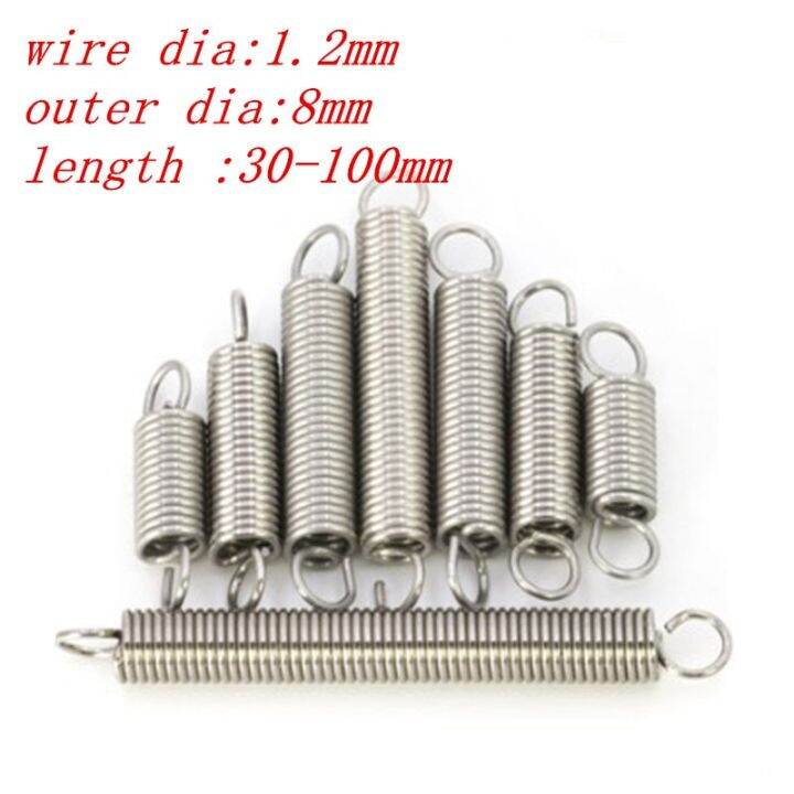 2pcs 1.2*8* 30 To 100mm Stainless Steel Tension Spring With A Hook ...