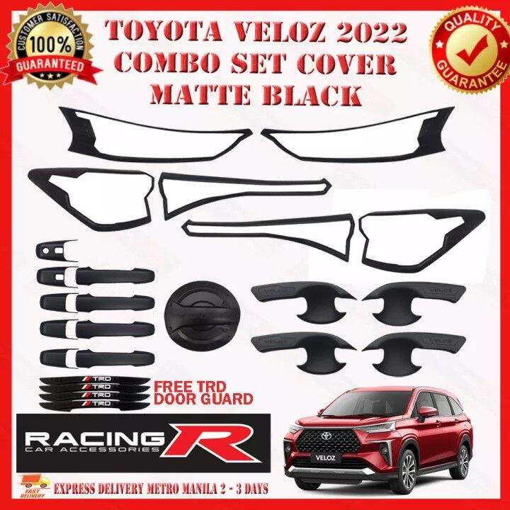 Toyota Veloz 2022 - 2023 Garnish Cover Combo Set Matte Black Chrome 2022 FREE TRD DOOR GUARD ...