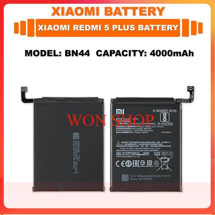 แบตเตอรี่ Original Xiaomi Redmi 5 Plus Battery Model BN44 | 4000mAh ...