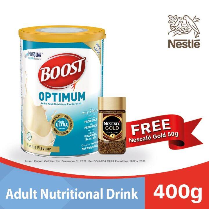 NESTLE BOOST™ Optimum Adult Nutritional Drink 400g with FREE Nescafe Gold 50g | Lazada PH