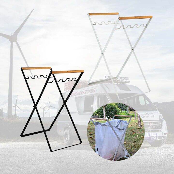 TentangOutdoor Rak Sampah Lipat Gagang Kayu Portable Folding Garbage ...
