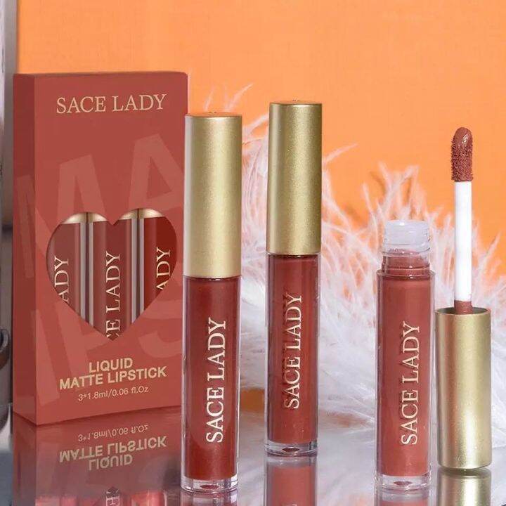 New 2023 SACE LADY 3 Colors Lasting Mini Lipstick Set Cup-proof Matte ...