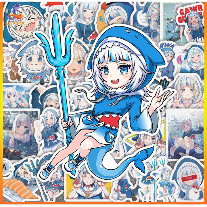 Set 50 cái Sticker Gawr Gura chống nước, Hình Dán Gawr Gura Chibi ...