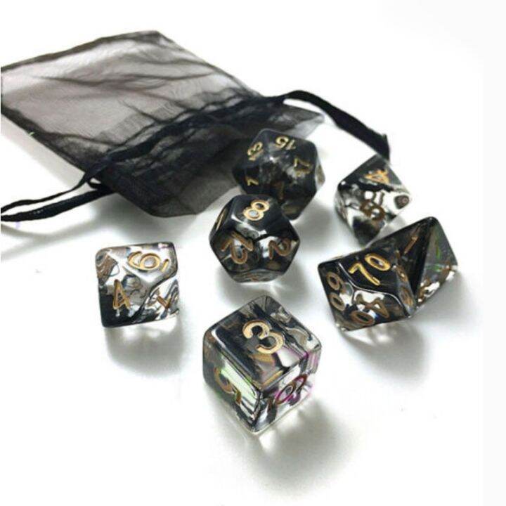 Polyhedral 7-Die Semi-transparent Dice Complete Set of 4 6 8 10 12 20 ...