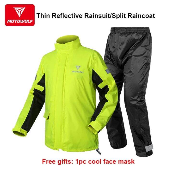 SltcrPasion Motorcycle Rainsuit Split Raincoat Reflective Thin ...
