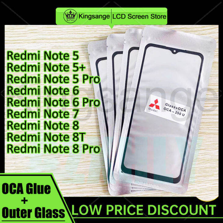 Kingsange กระจกหน้าจอด้านหน้าด้านนอกพร้อมกาวโอก้าสำหรับ Redmi Note 5 /Note 5 Plus/note 5 Pro ...
