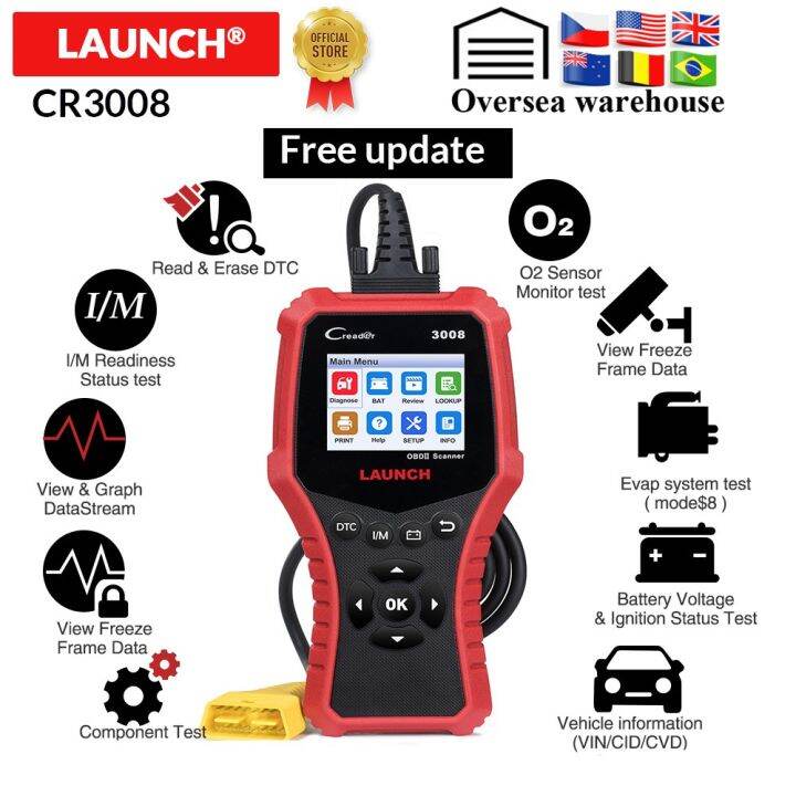 LAUNCH X431 CR3008 OBD2 เครื่องสแกนยานยนต์ อ่านรหัส OBDII วิเคราะห์ ...