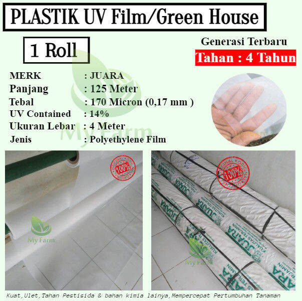 Plastik Uv Ultra Violet 1 Roll Lebar 4 M Tebal 170 Micron Uv14% Panjang ...