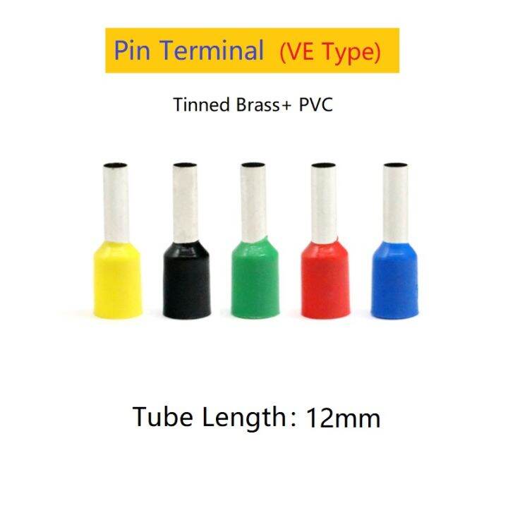 100Pcs VE Tubular Terminal Electrical Cable Connector Brass Pipe 12mm ...