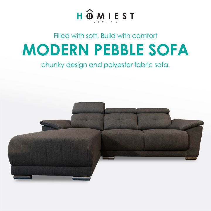 [HOMIEST] Aoki Water Repellent L Shape Sofa with Slide Out Seat in Dark ...