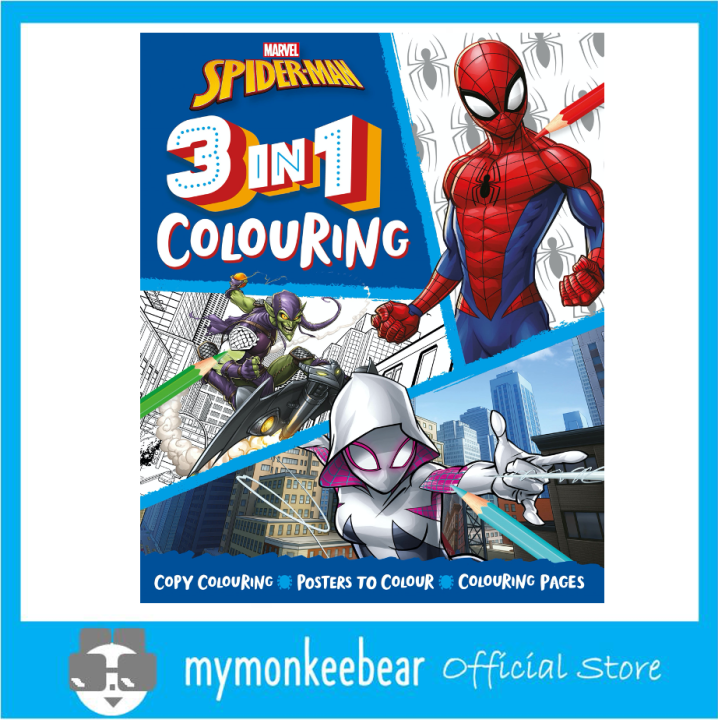 Marvel Spiderman 3 in 1 Colouring Book With Colouring Guide Poster ...