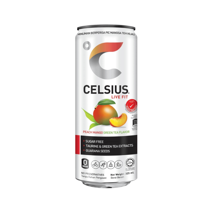 Celsius Peach Mango Green Tea Flavor Energy Drink (325mL) | Lazada PH