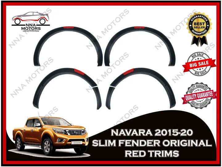 NISSAN NAVARA 2015-2020 Slim Fender Flare Original with Red Deflector ...