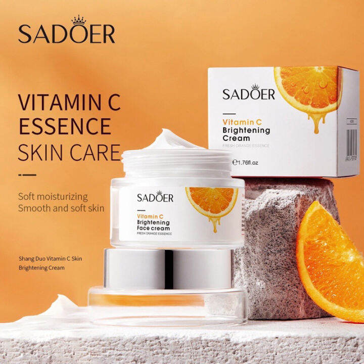SADOER Vitamin C Brightening Face Cream Fresh Orange Essence Hydrating Moisturizing Cream 50g ...