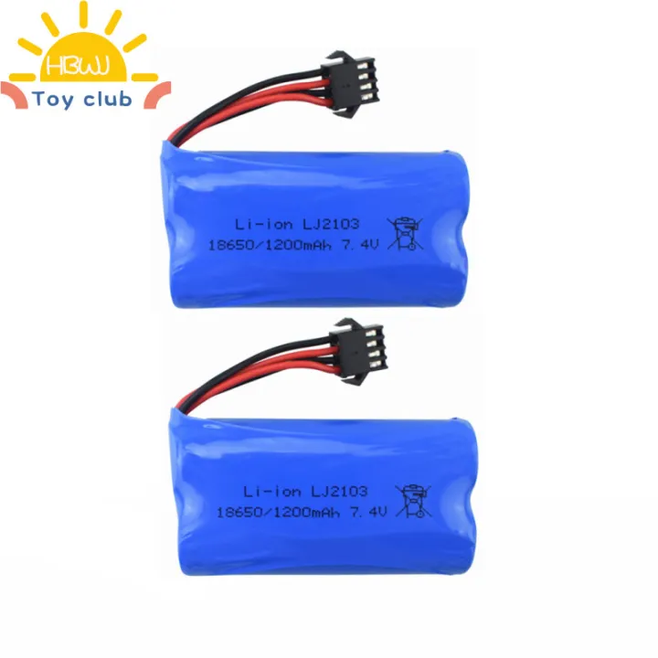 2 ชิ้น 7.4 โวลต์ 1200 มิลลิแอมป์ชั่วโมงแบตเตอรี่ลิเธียมสำหรับ Ec08 ...