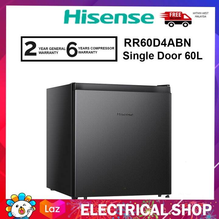 Hisense Mini Bar Single Door 60L RR60D4ABN Refrigerator Non-Inverter ...
