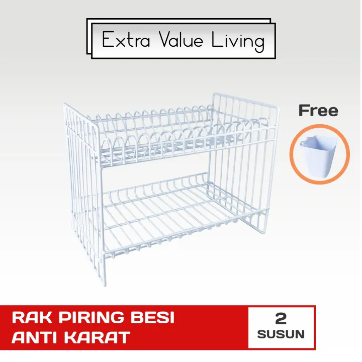 MODELLINE Rak Piring Besi 2 Susun Rak Cuci Piring Tahan Karat Rak ...