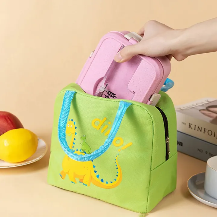 DANMO ฉนวนพกพาผู้หญิงถุงเก็บอาหารกลางแจ้งกระเป๋าถือฟอร์ดผ้าไดโนเสาร์ถุง ...